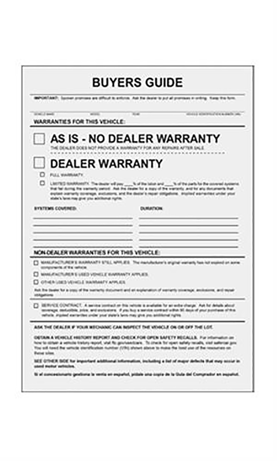Car Purchase and Sale Agreement Form | SSW Dealer Supply