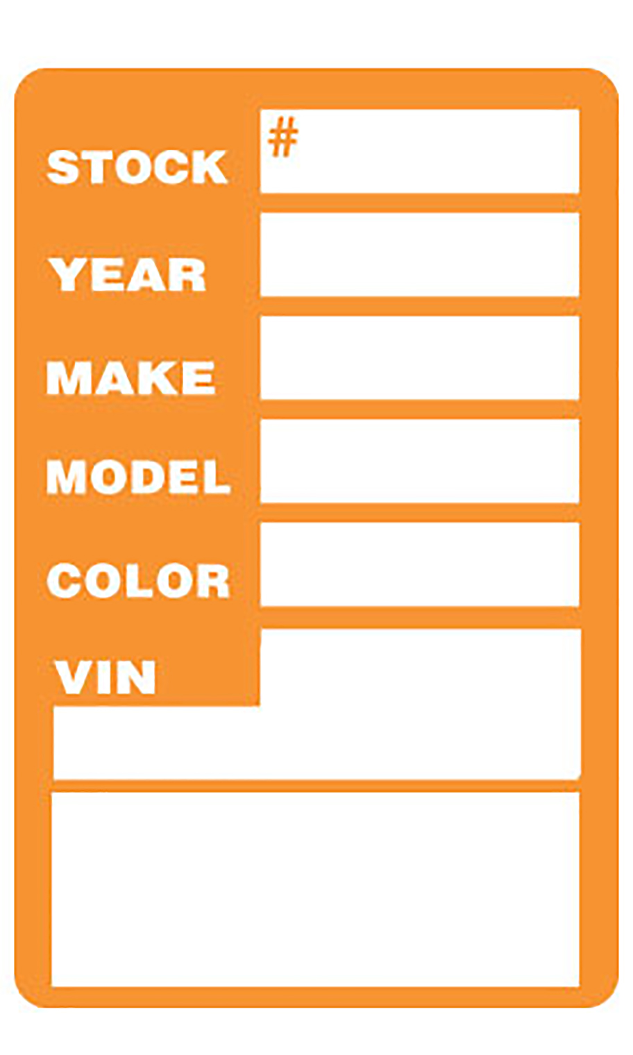 Orange Window Stock Stickers | SSW Dealer Supply