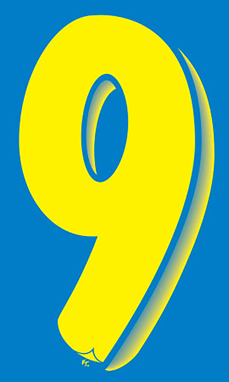Windshield Numbers & Symbols-Yellow/Blue - "9" | SSW