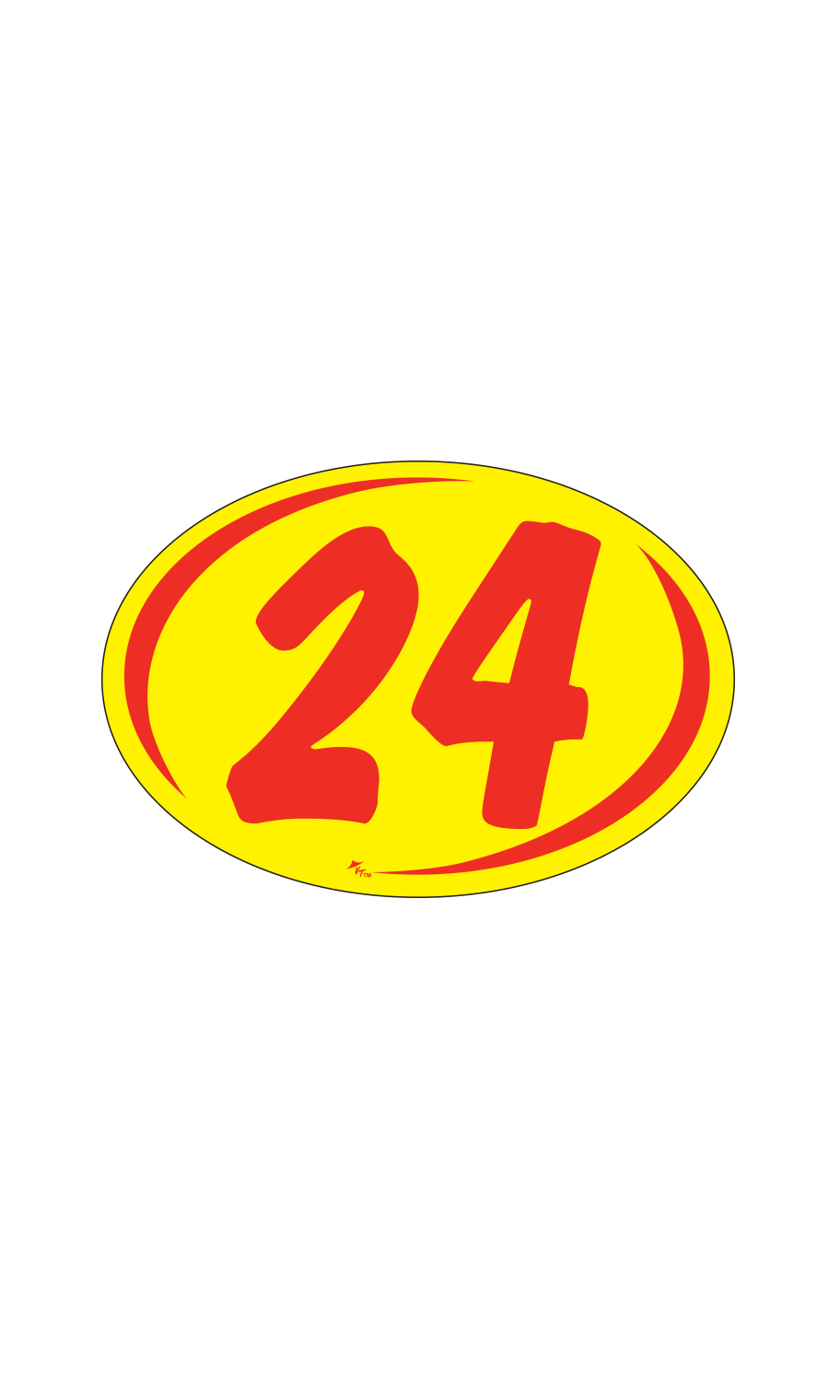 Oval 2-Digit Year Stickers - Red/Yellow - "24" - SSW Dealer