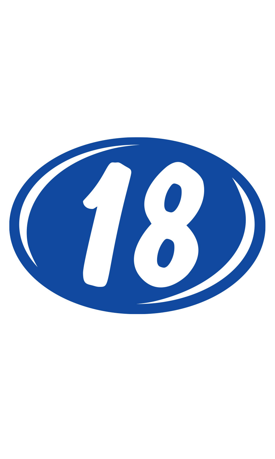 "18" Oval 2-Digit Year Stickers White/Blue - Store Supply