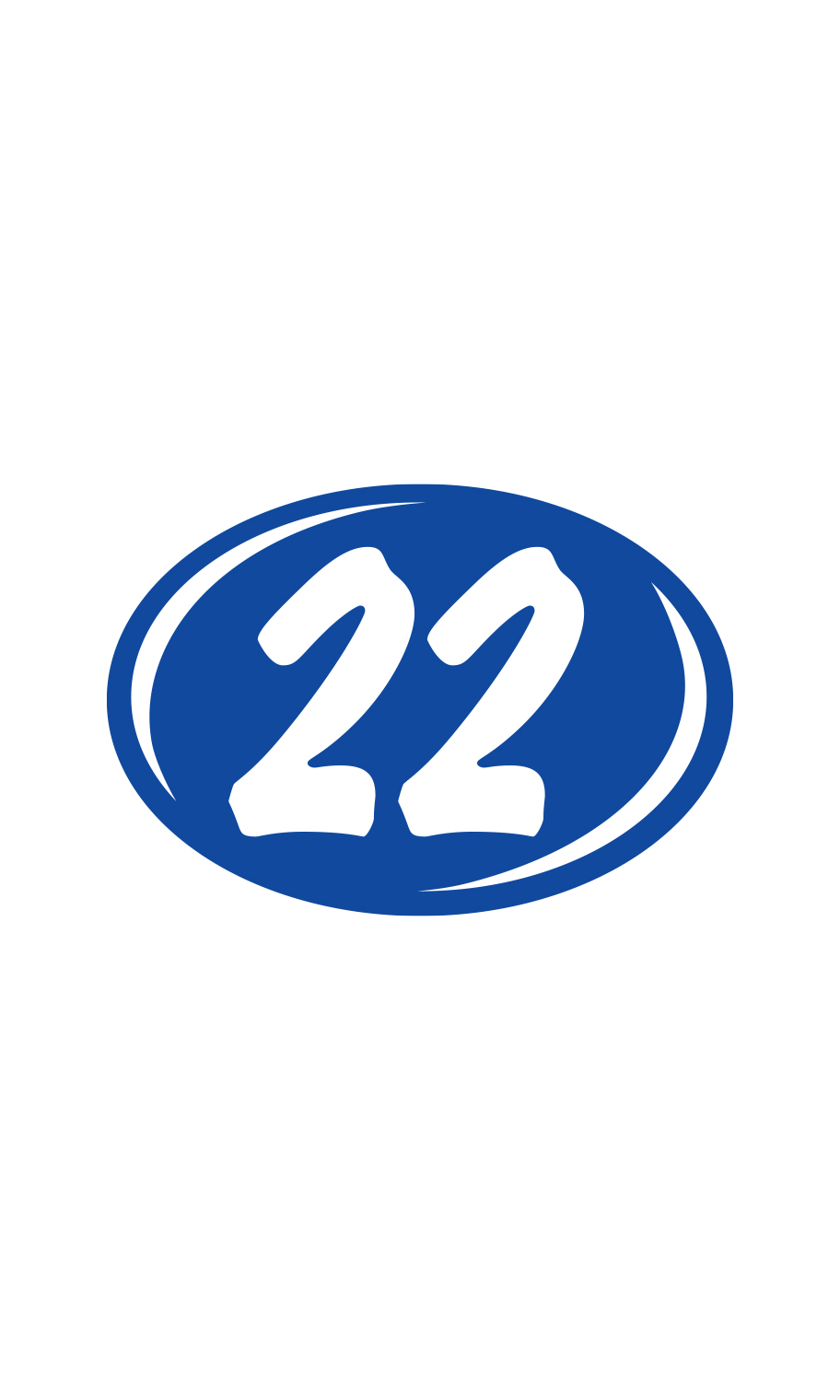 Oval White/Blue "22" Sticker - Store Supply Warehouse