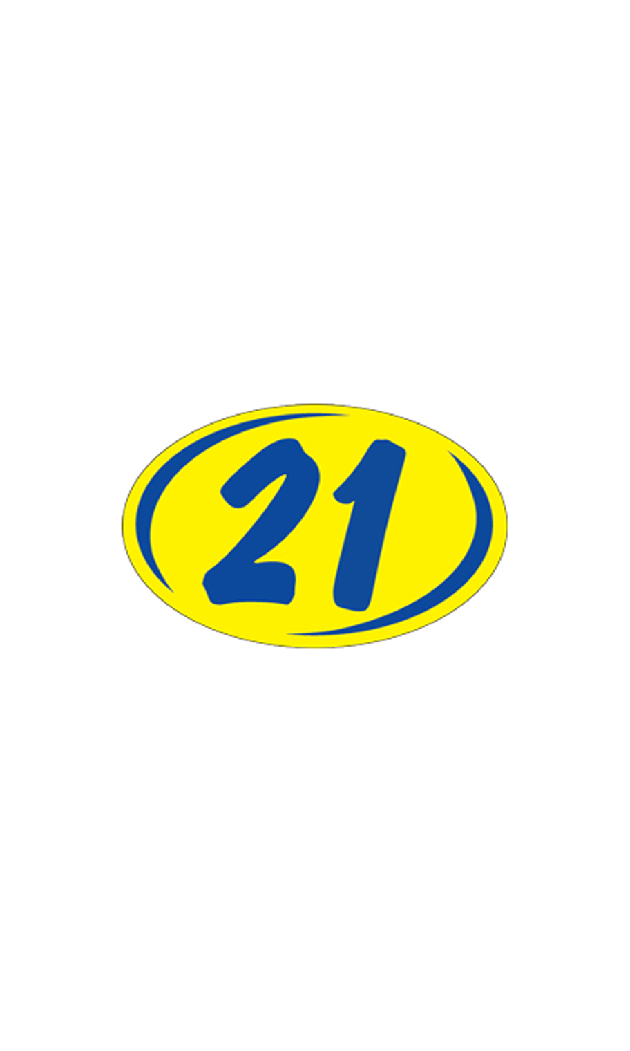 Oval 2-Digit Year Stickers - Blue/Yellow - "21" - Store Supply