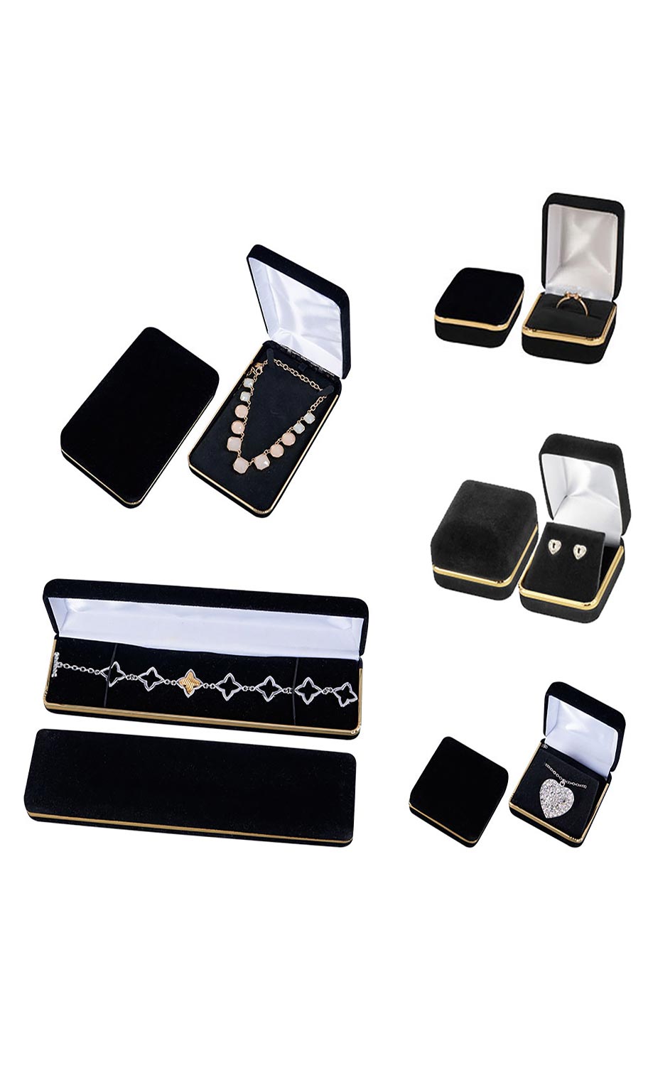 Black Velvet Jewelry Box Assortment - 5 | Simple Retail