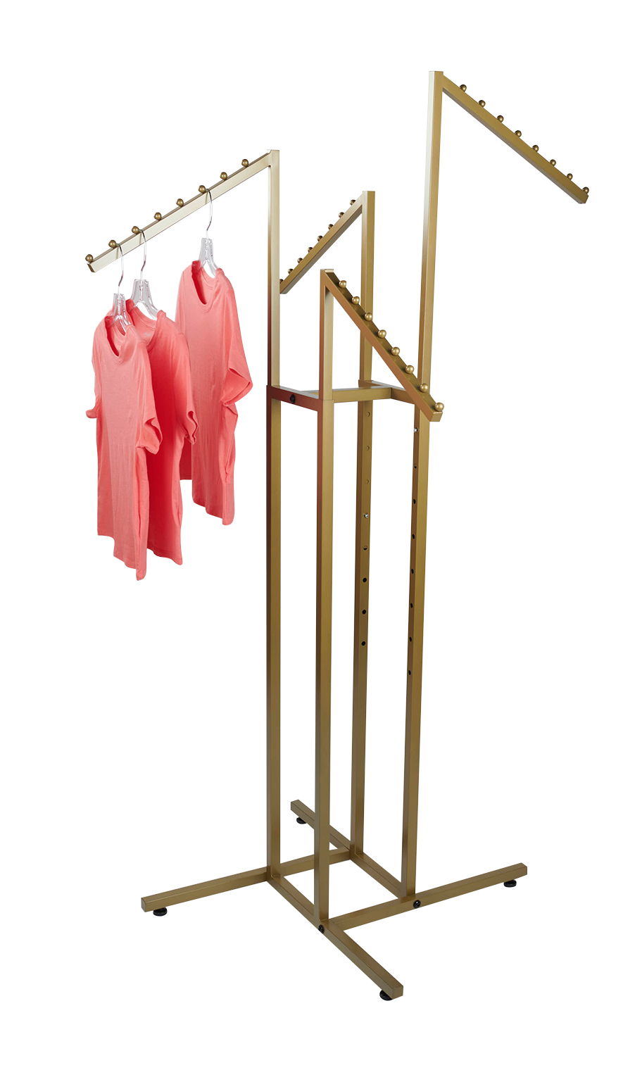 Gold 4-Way Clothing Rack with Slant Arms | Store Supply Warehouse