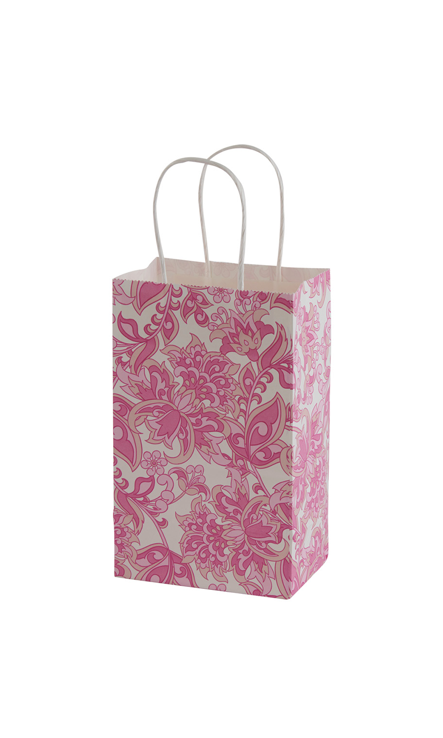 Small - Vintage Floral Paper Shopping Bags - Case of 100