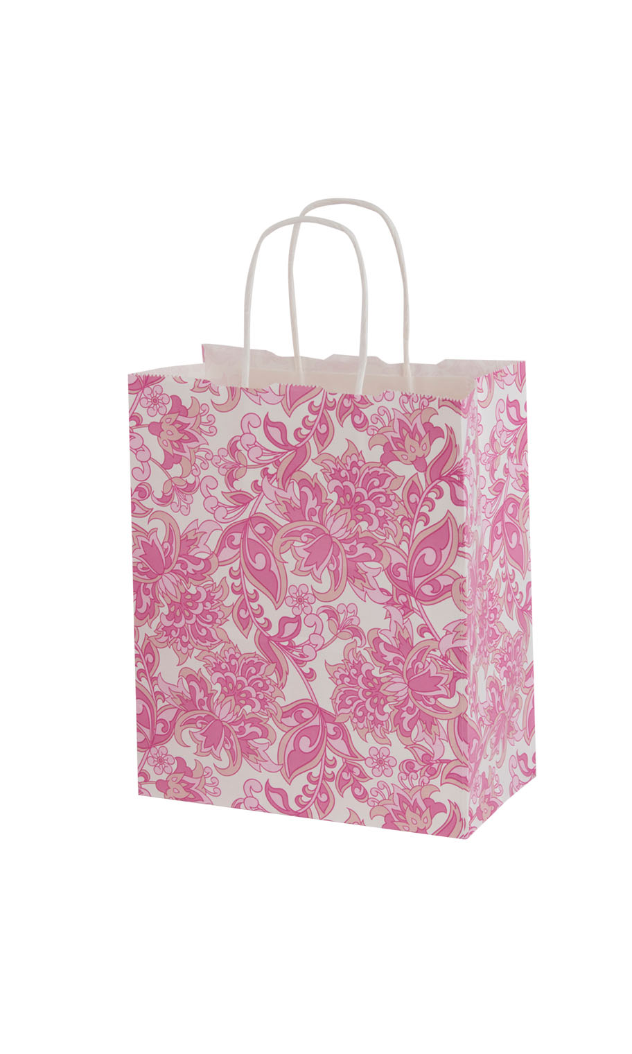 Medium - Vintage Floral Paper Shopping Bags - Case of 100