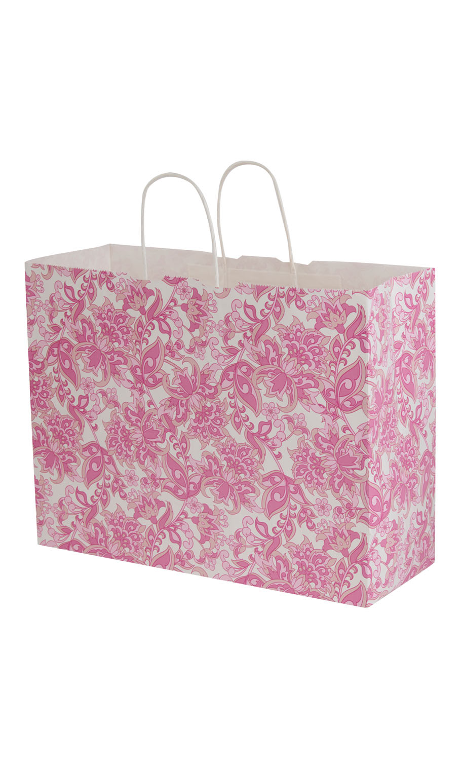 Large - Vintage Floral Paper Shopping Bags - Case of 100