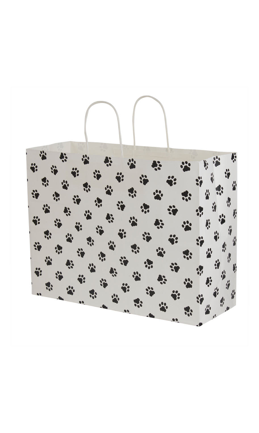 Large - Paw Print Paper Shopping Bags - Case of 100