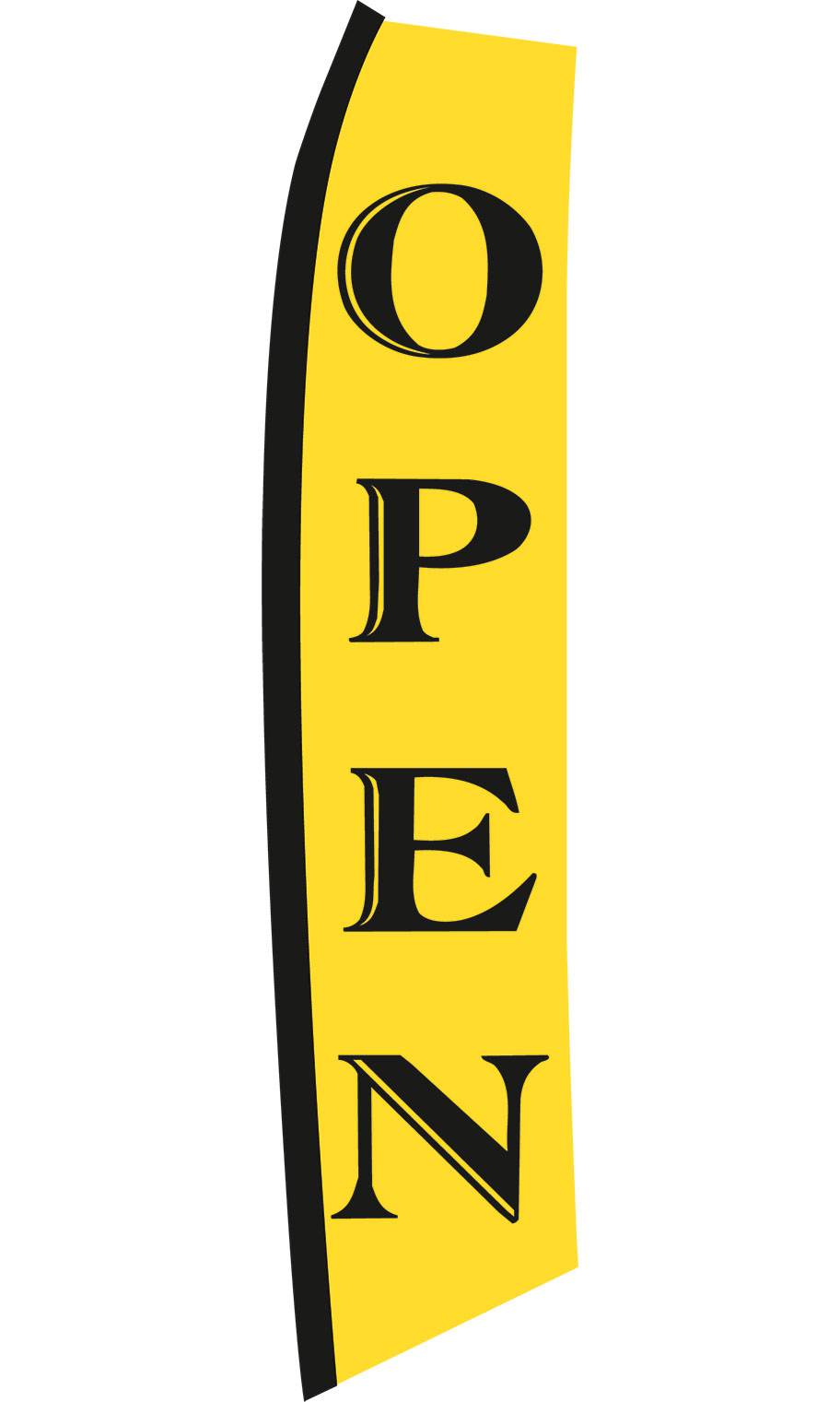 Yellow, Black "Open" Wave Flag | Store Supply Warehouse