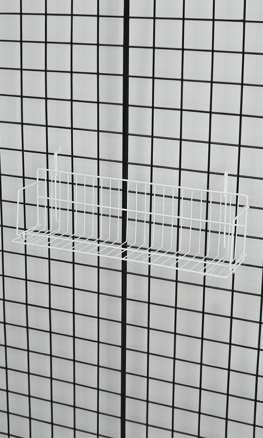 24 x 6 x 6.5 inch White Media Grid Shelf for Slatwall & Wire Grid