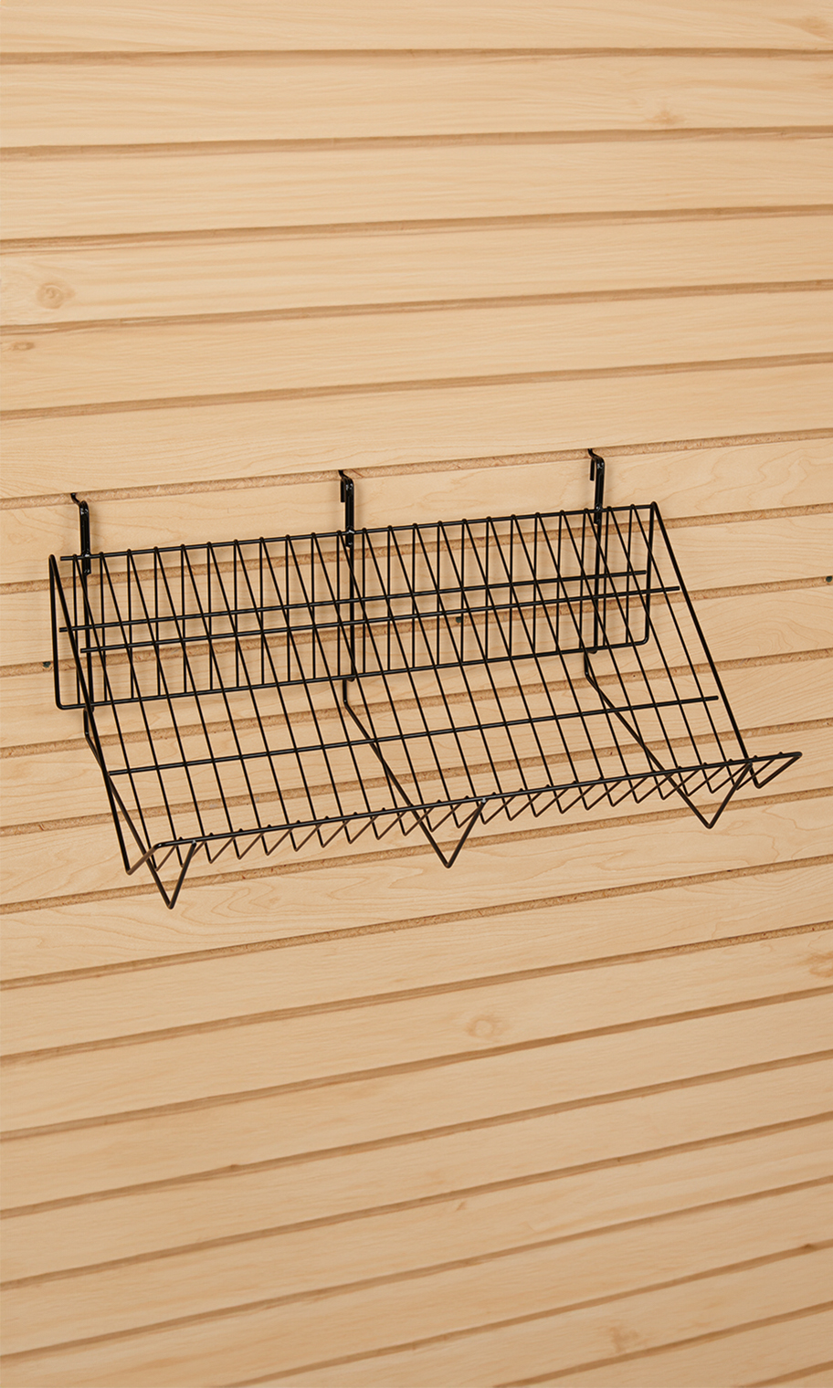 24 x 12 x 6 inch Black Downslope Grid Shelf for Slatwall & Wire Grid