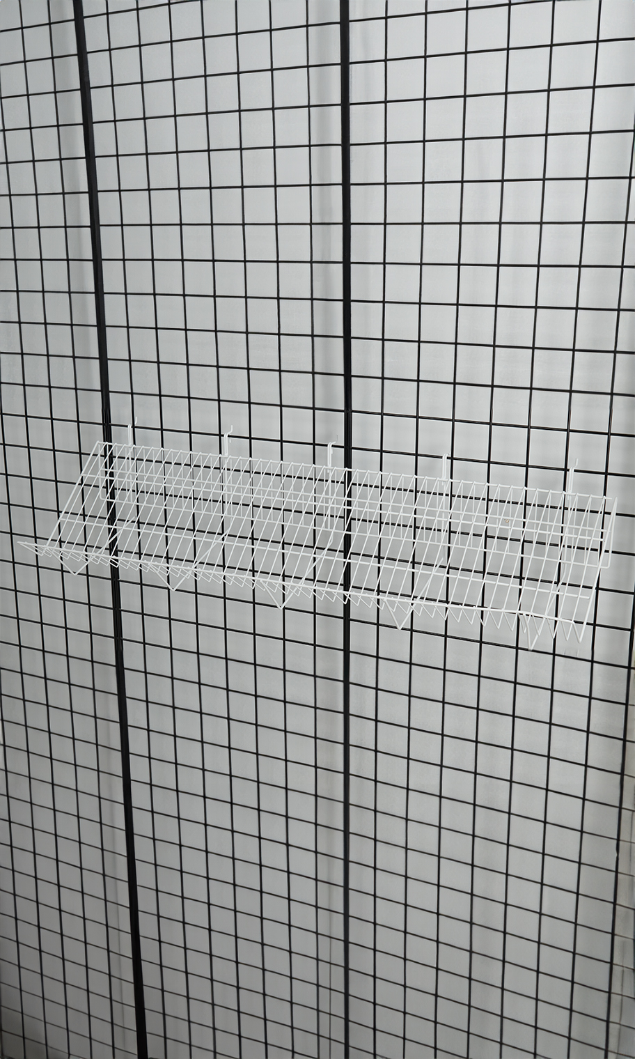 48 x 12 x 6 inch White Downslope Grid Shelf for Slatwall & Wire Grid
