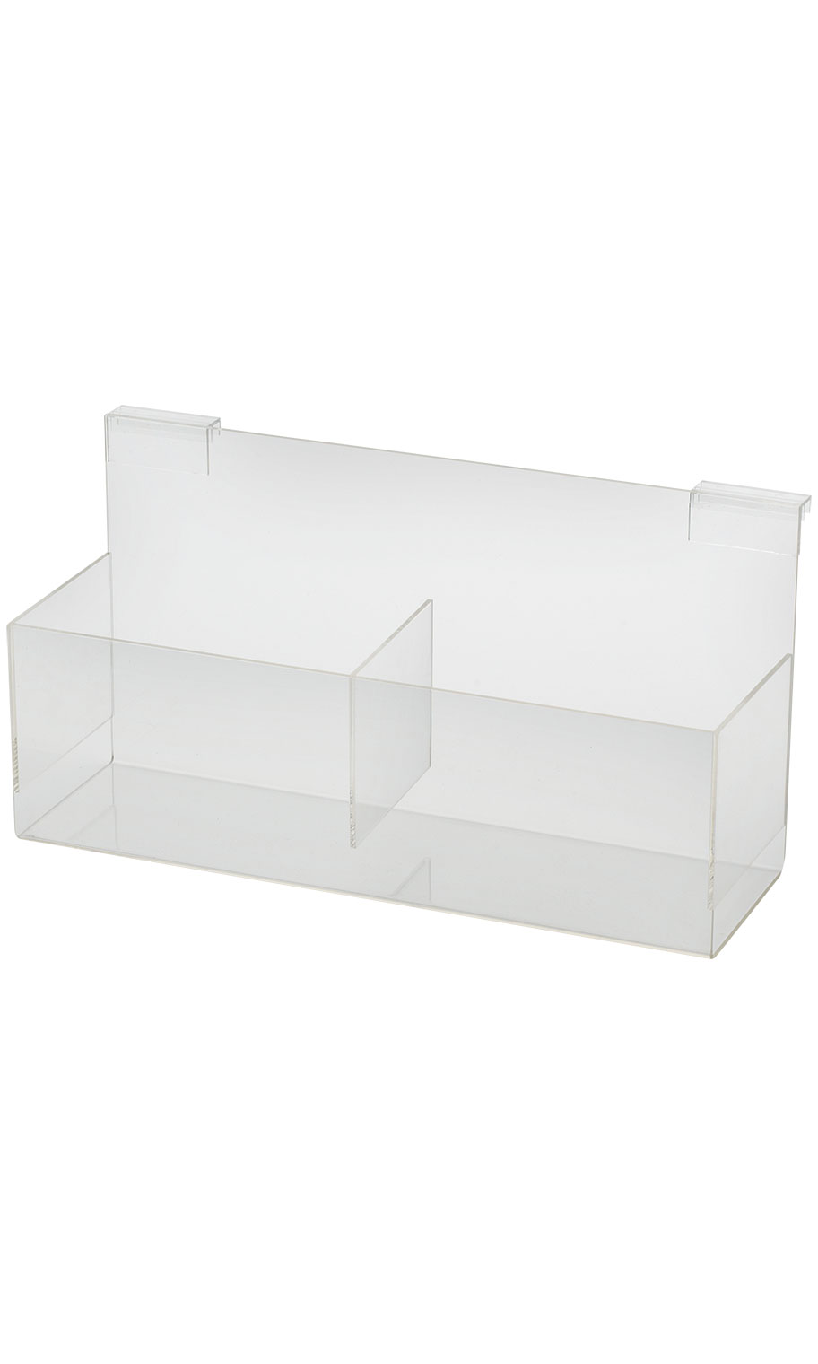 Clear Acrylic Double Display Bin for Slatwall or Wire Grid - 14"L x 4-½ ...