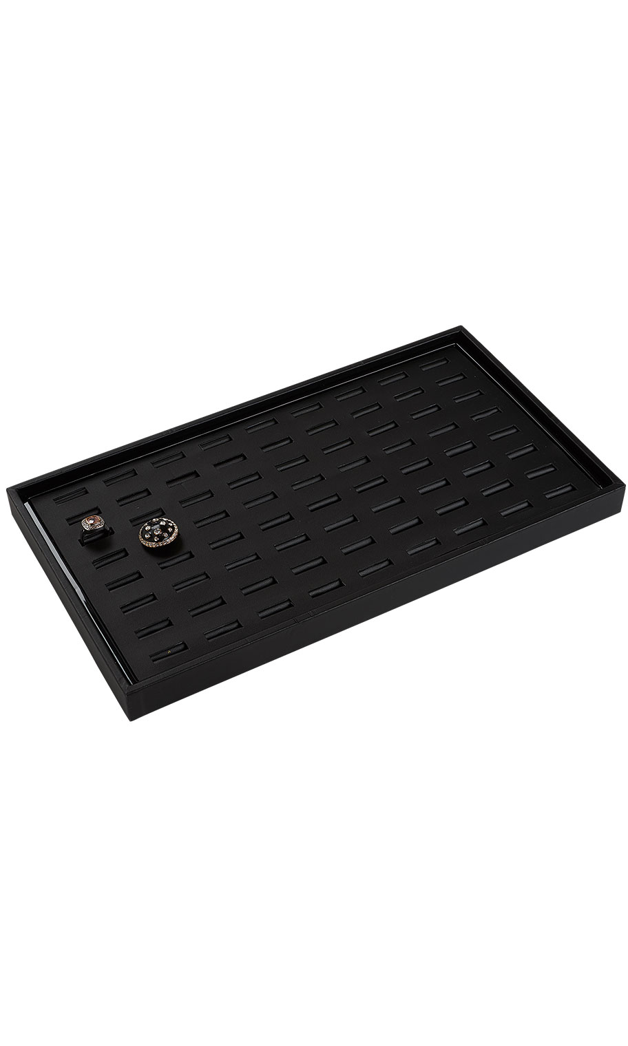 Large Black Leatherette Ring Tray Holds 72 Rings | SSW