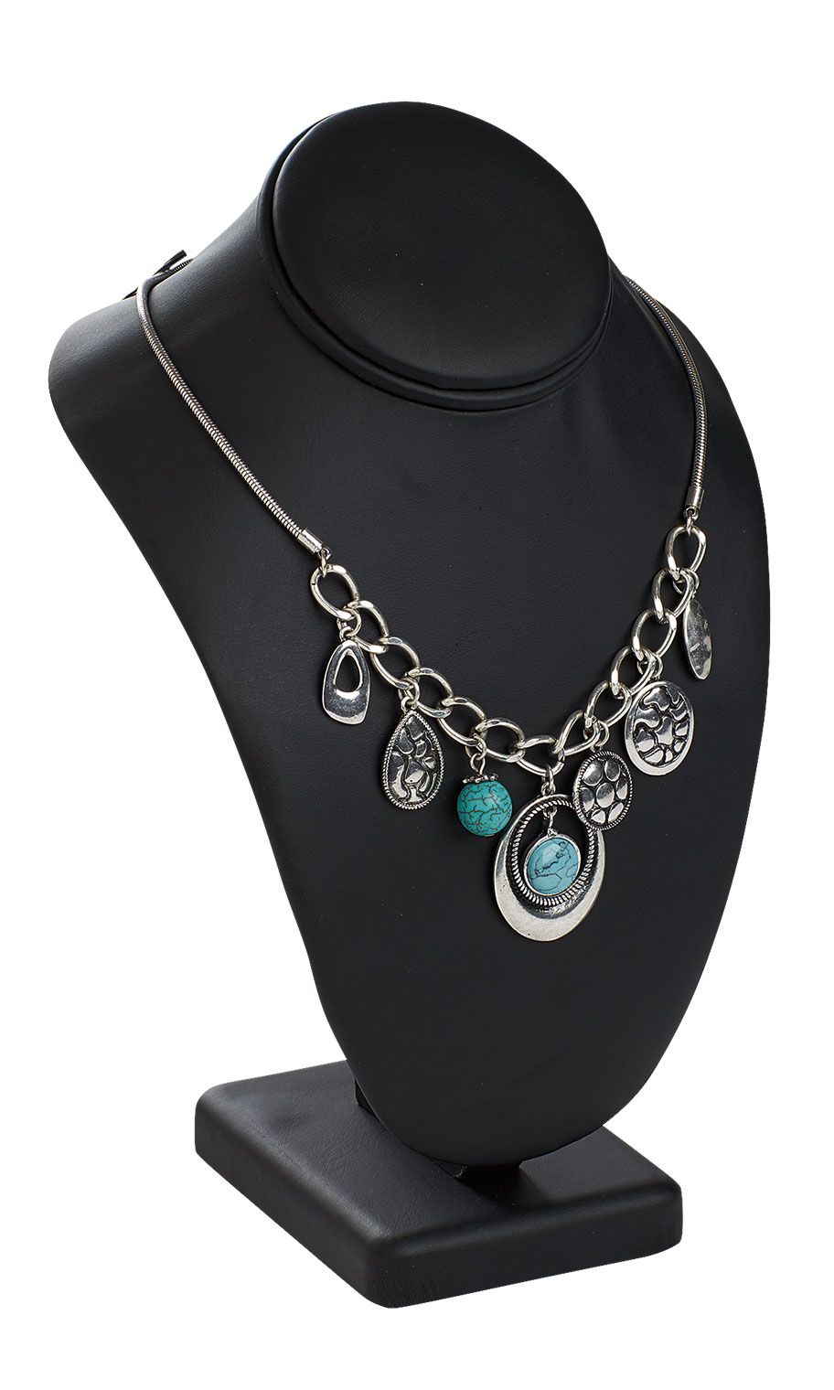 Black Large Faux Leather Necklace Display