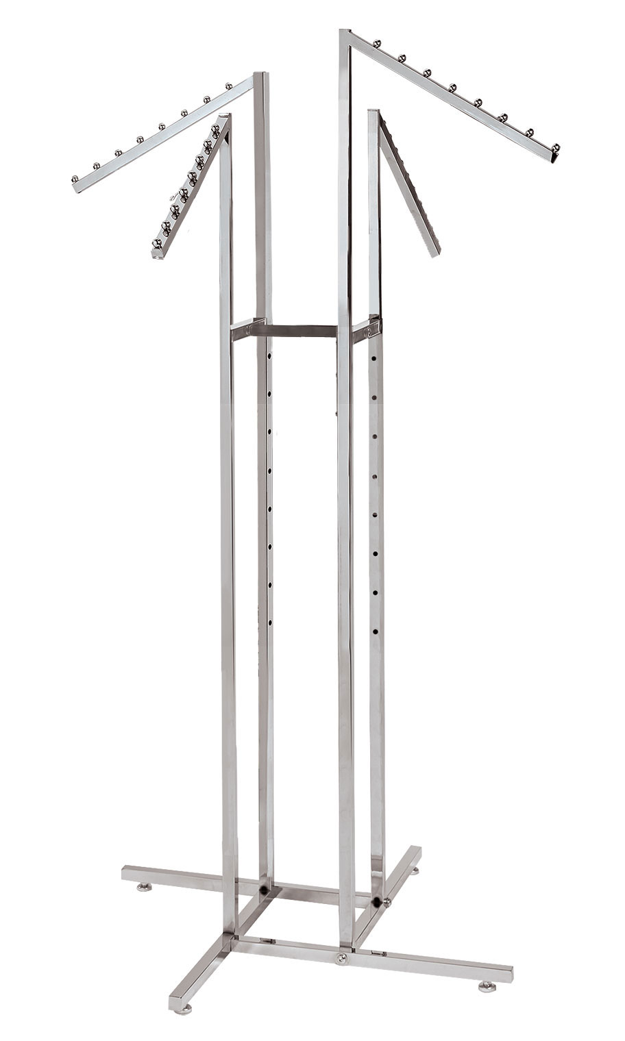 Chrome 4-Way Clothing Rack with Slanted Arms