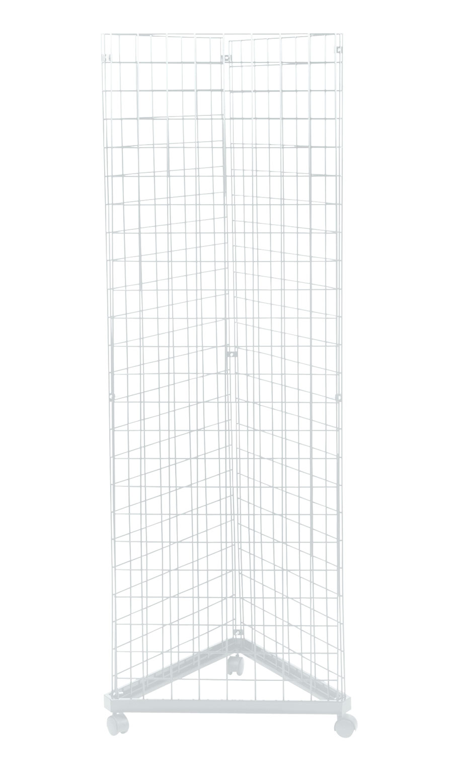 White Triangle Wire Grid Tower w/ Base & Casters - Love Groomers