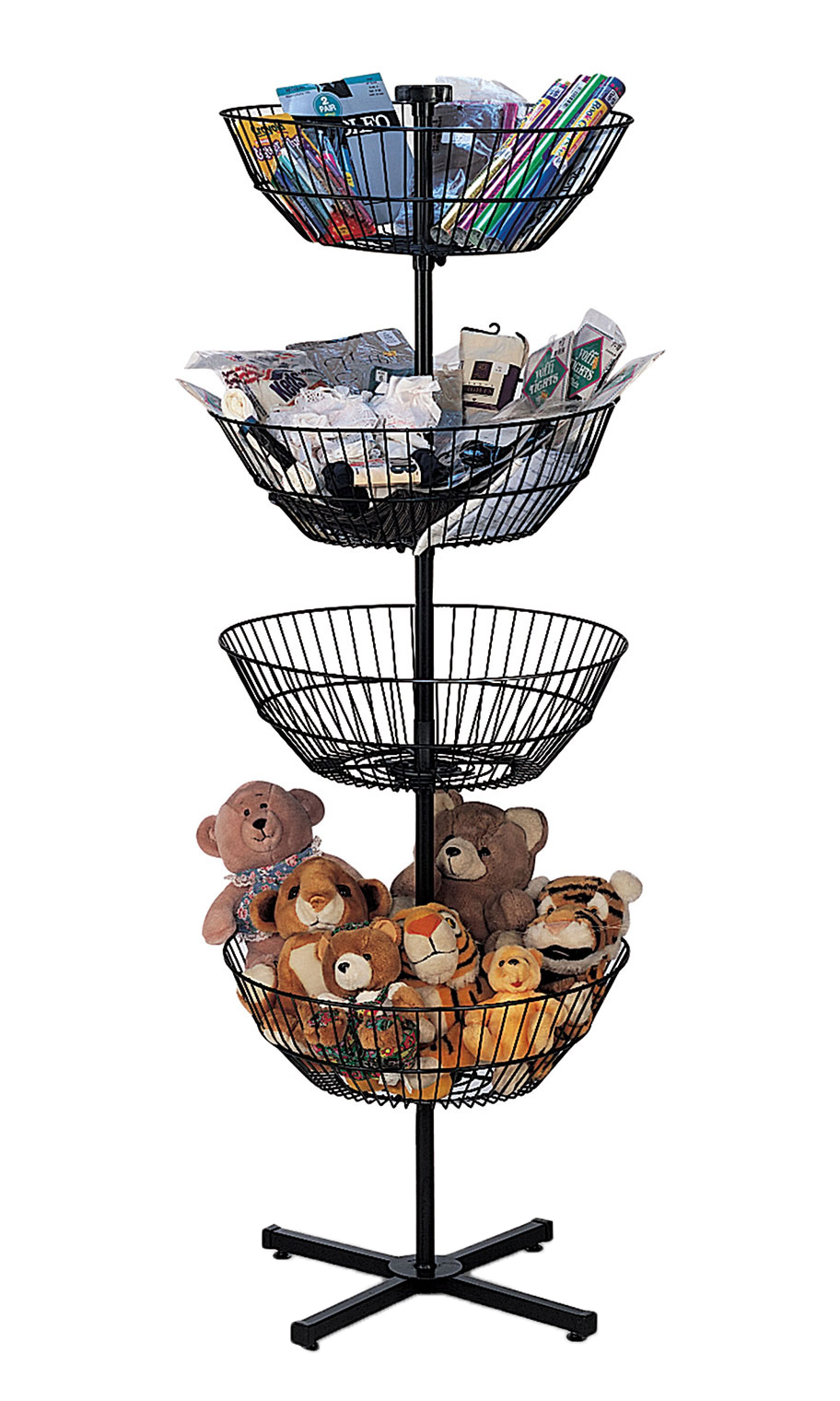 Black 4-Basket Spinner Rack | Store Supply Warehouse