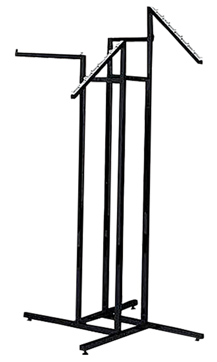 Black 4-Way Clothing Racks - 2 Straight Arms & 2 Slant Arms | SSW
