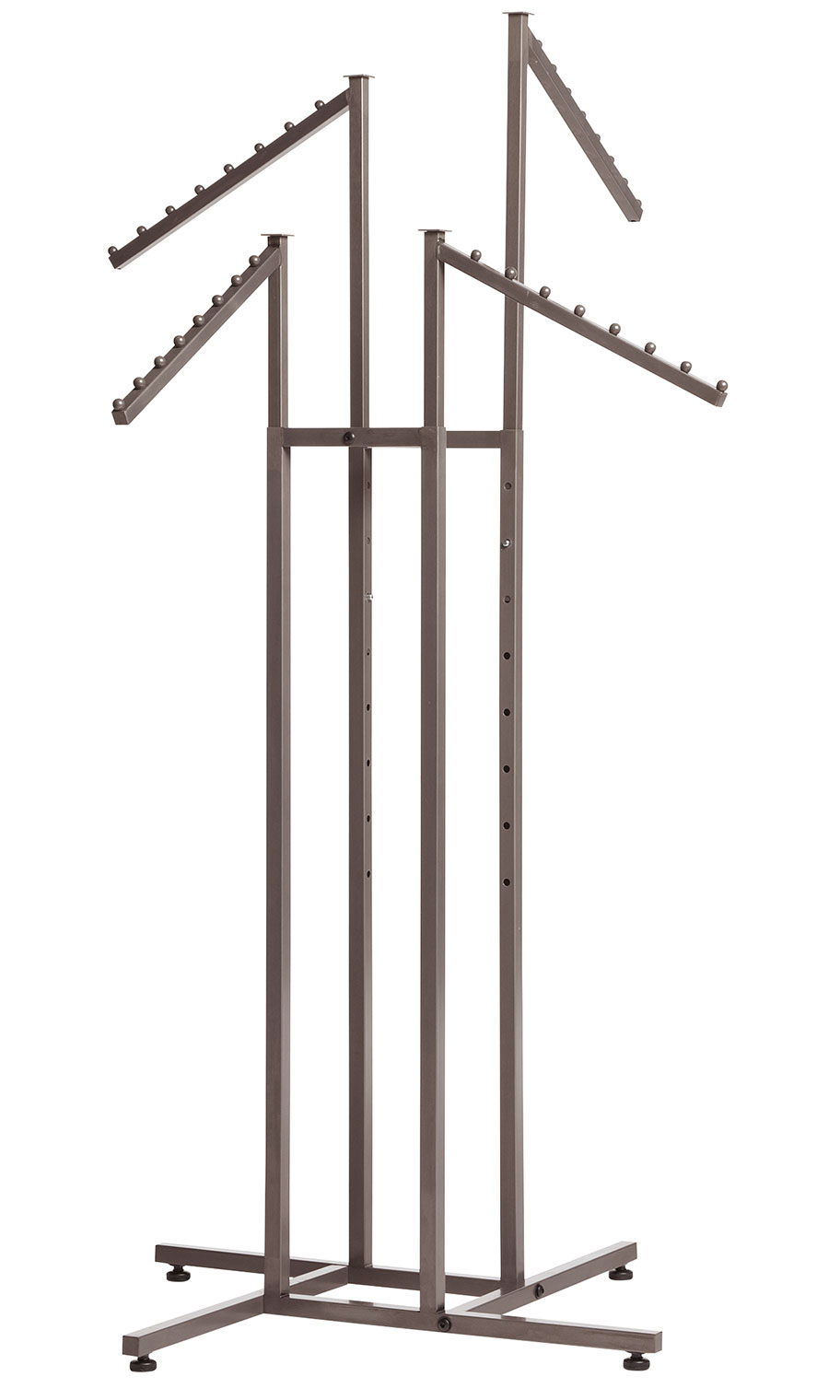 Boutique Raw Steel 4-Way Clothing Rack with Slant Arms