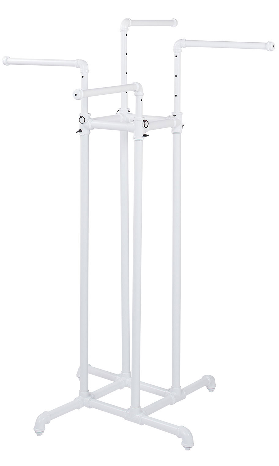 Boutique White Pipe 4-Way Clothing Rack with Straight Arms | SSW