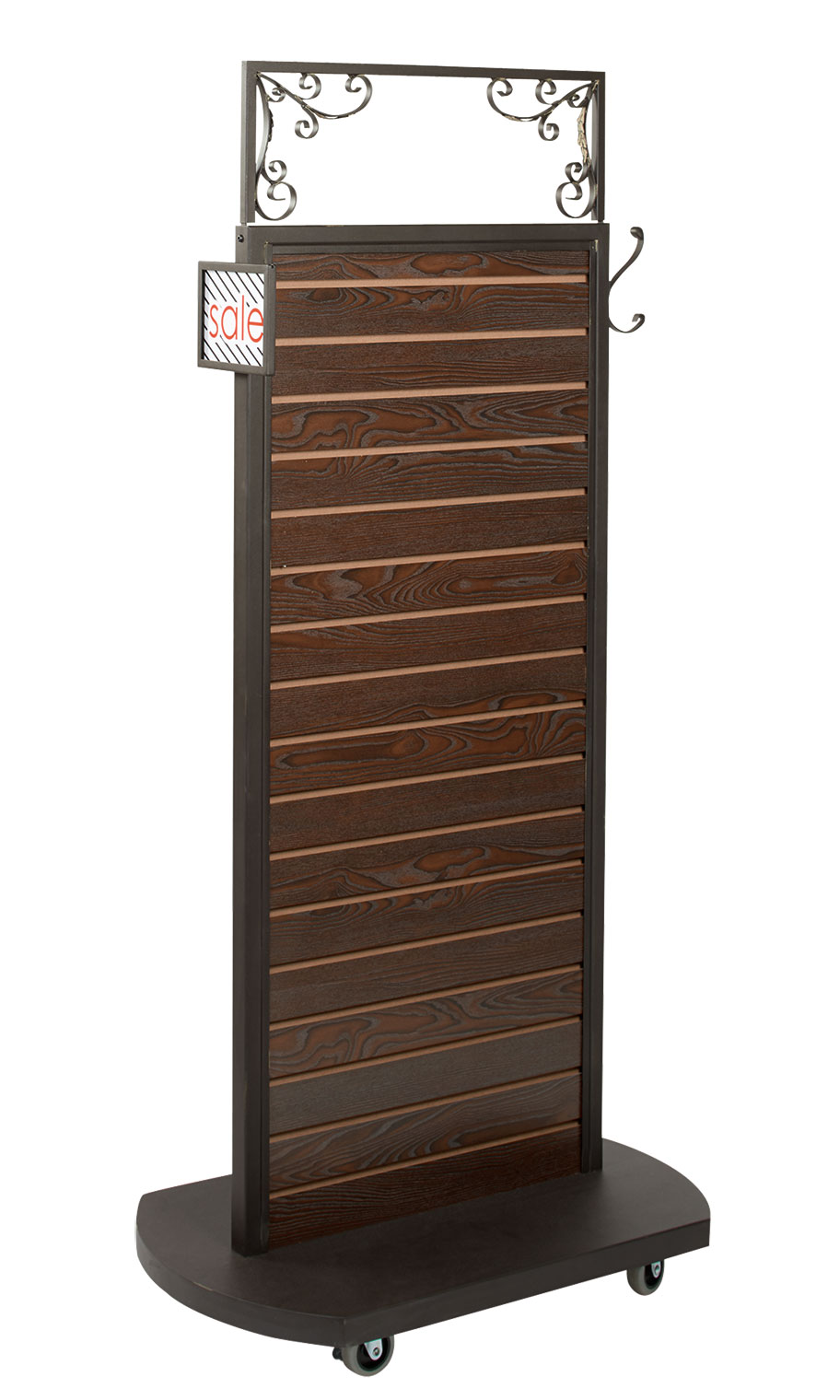 Dark Walnut Slatwall Rolling Merchandiser | Store Supply