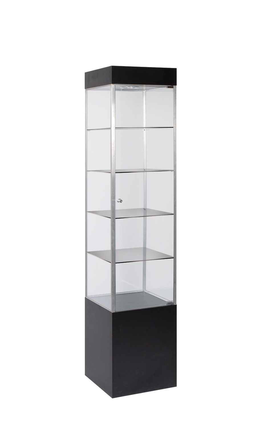 Black Square Tower Display Case With Light 75 x 16 - SSW