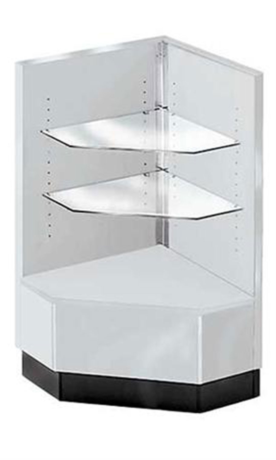 Gray Metal Framed Corner Display Case 90 Degree Filler | Store Supply