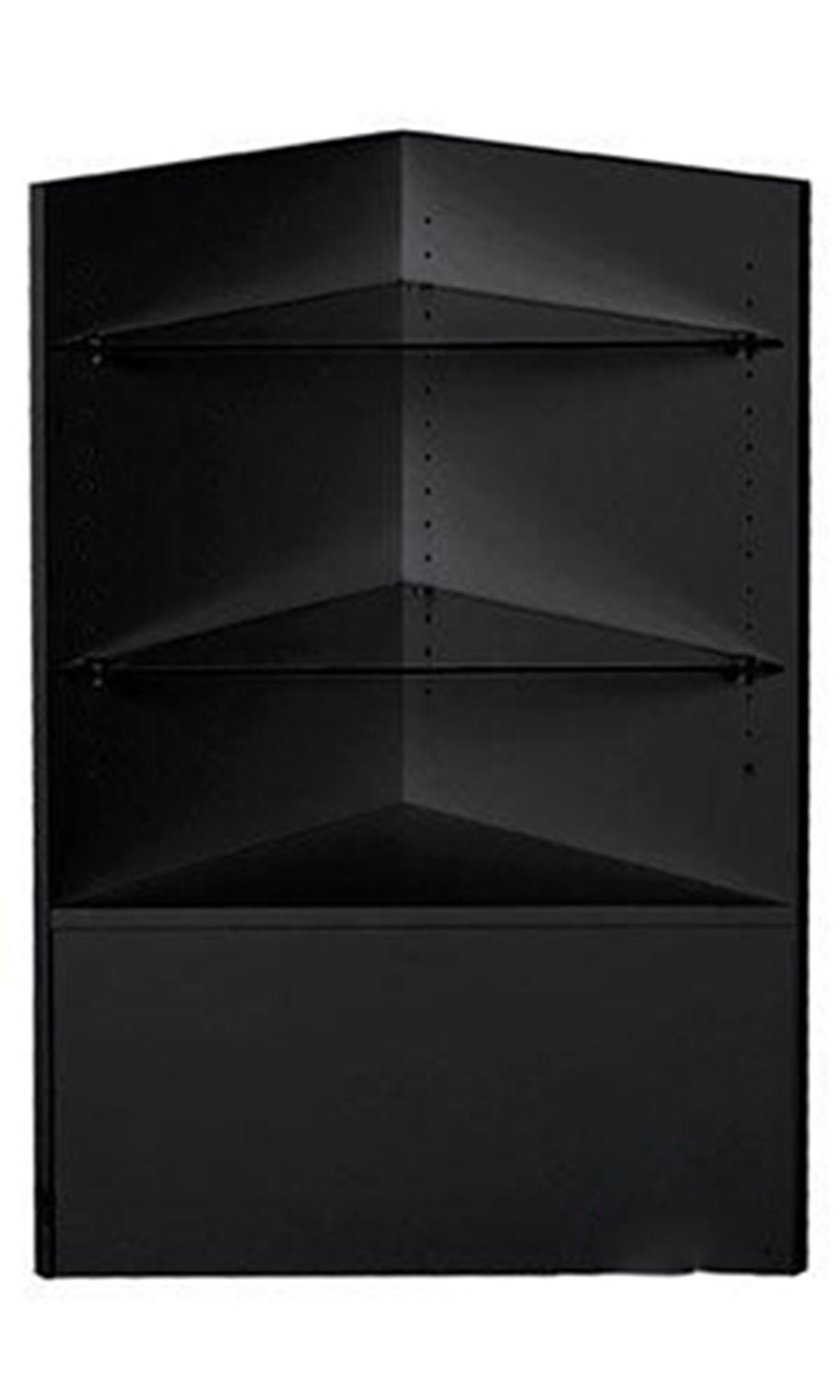 Black Corner Display Case 90 Degree Filler - Store Supply
