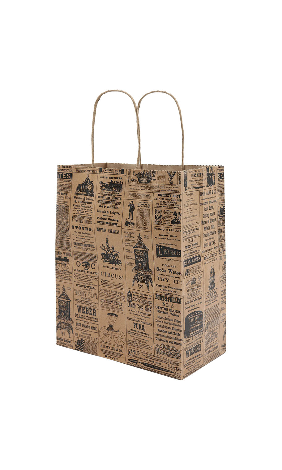 Medium - Newsprint Paper Shopping Bags - Case of 100 | Store Supply ...
