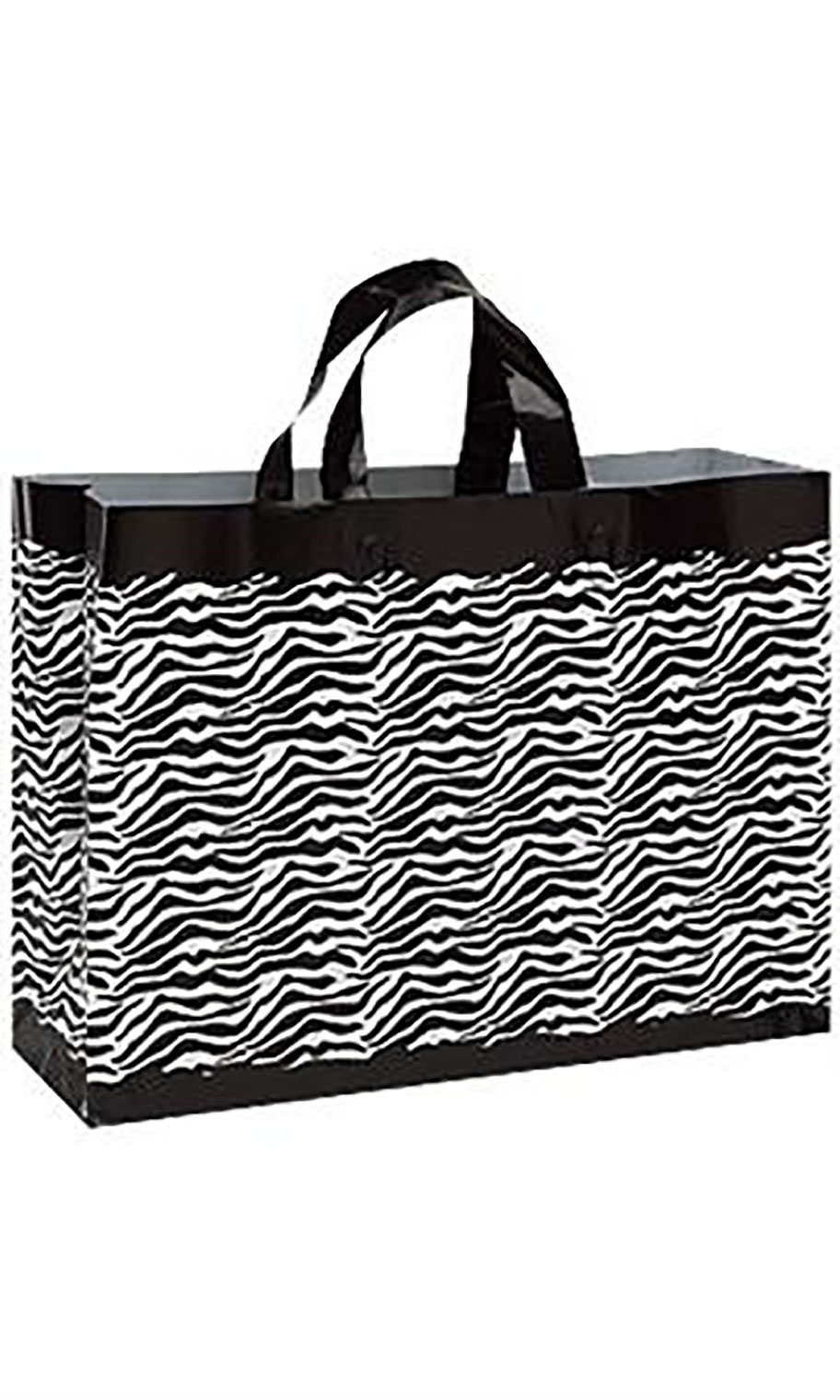 Frosted Zebra Print Wholesale Plastic Shopping Bags - Large | SSW