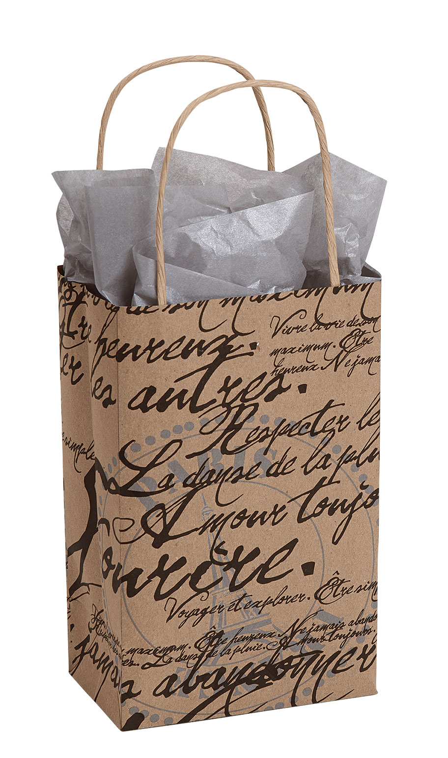Small Paris Script Paper Bags - 100 | Simple Retail