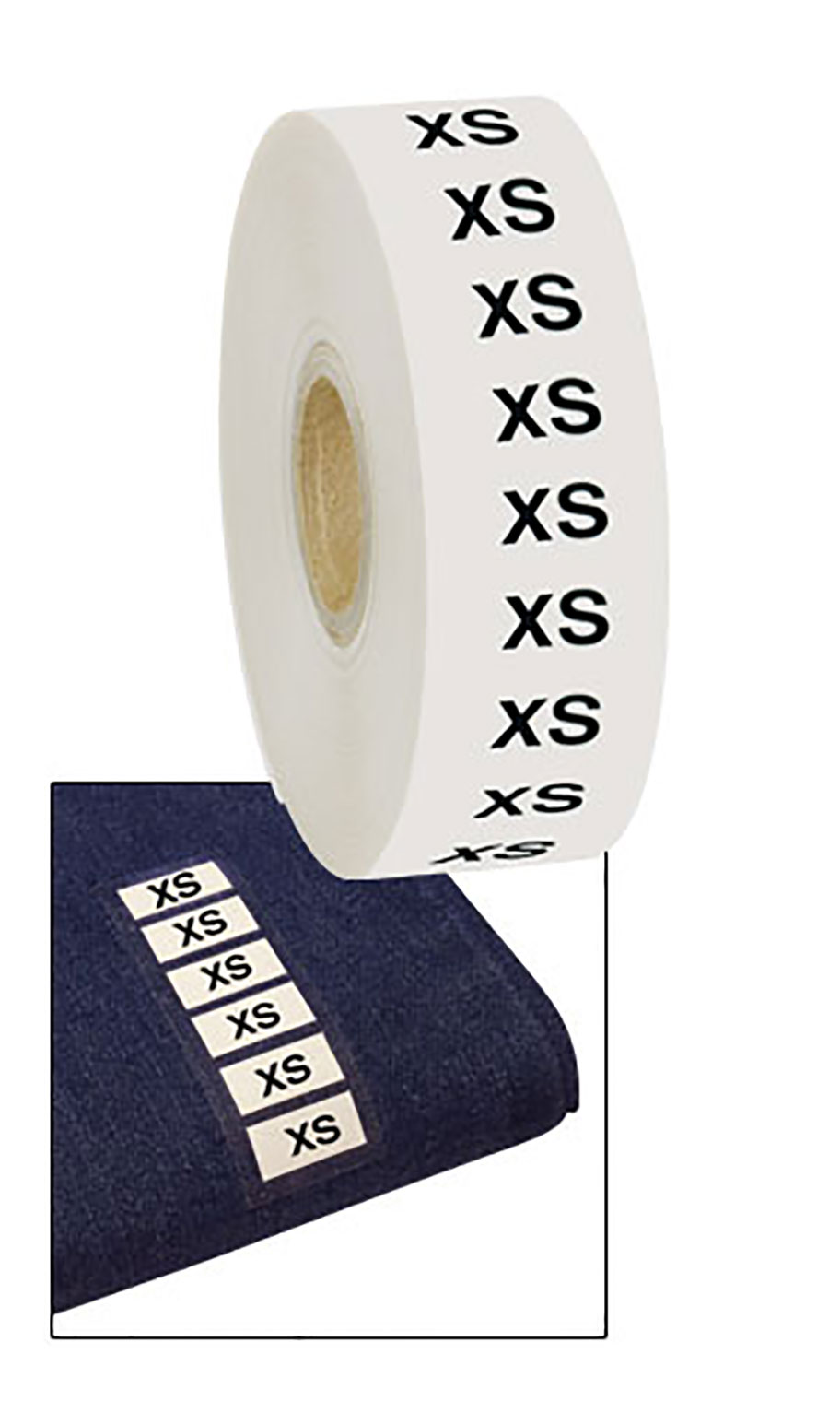 Size XS Wrap Around Clothing Size Labels | Store Supply Warehouse