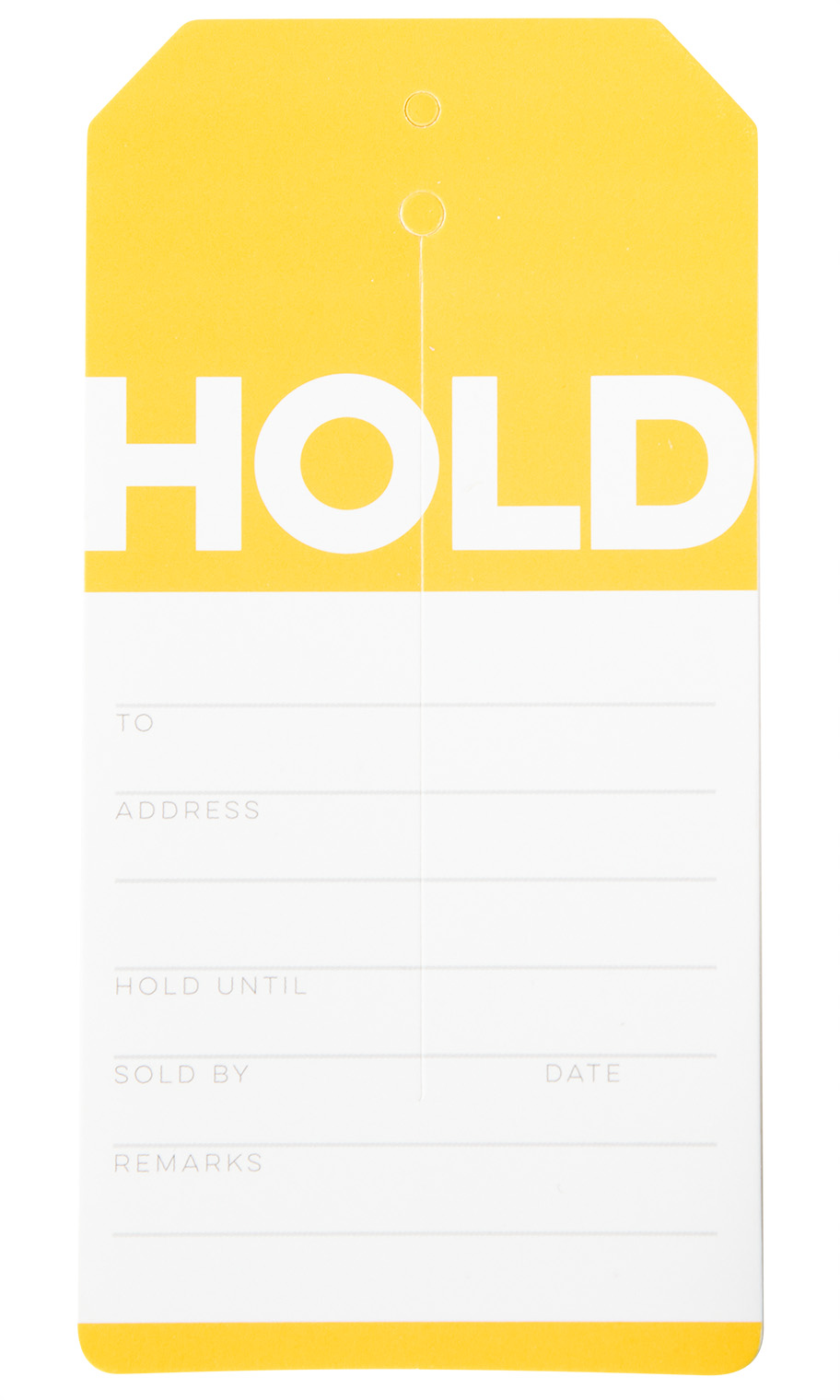 Yellow Modern Hold Slit Tags | Store Supply Warehouse
