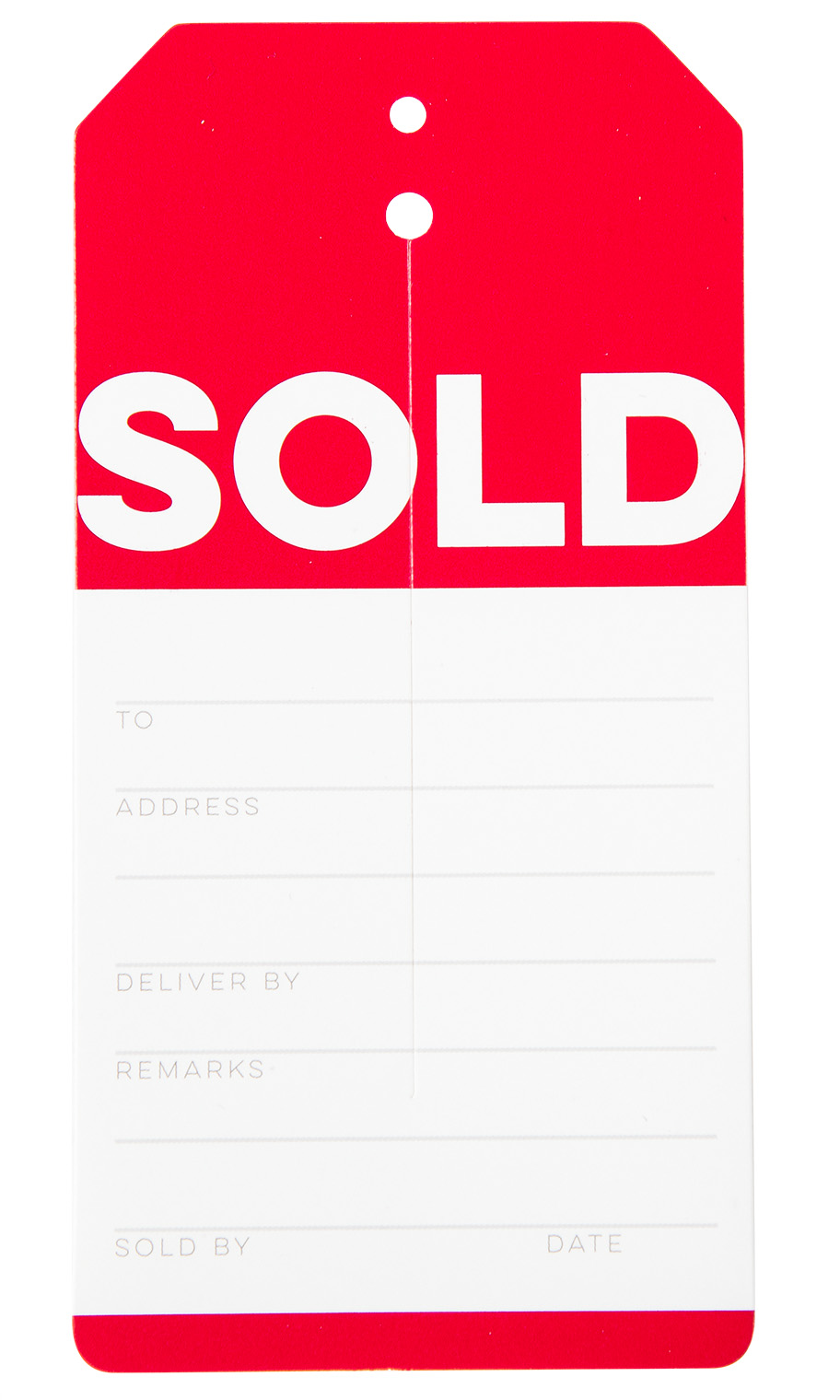 Red Modern Sold Slit Tags | Store Supply Warehouse
